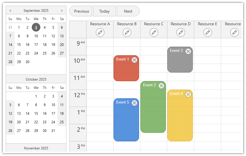 ASP.NET Core Resource-Scheduling Calendar (Open-Source) | DayPilot Code